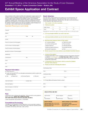 Fillable Online aasld Exhibit Space Application and Contract - AASLD Fax Email Print - pdfFiller