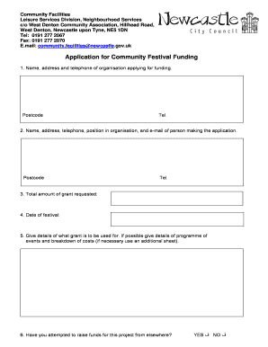 Fillable Online Application for Community Festival Funding - Newcastle ...