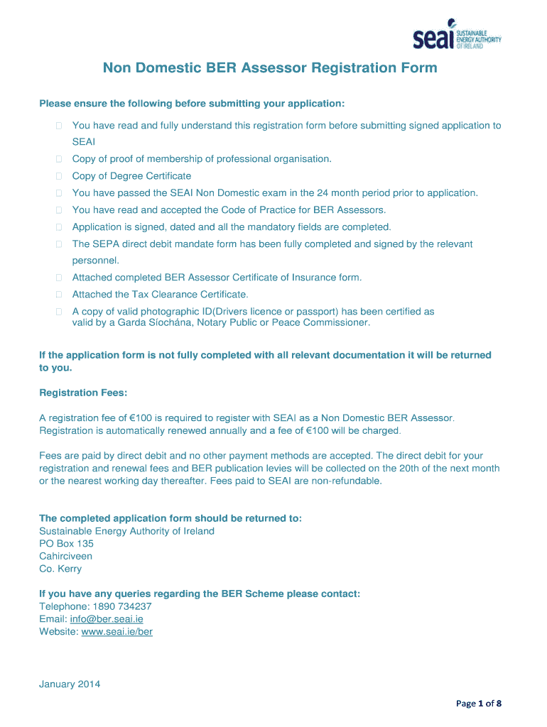 Fillable Online Non Domestic BER Assessor Registration Fax Email Print ...