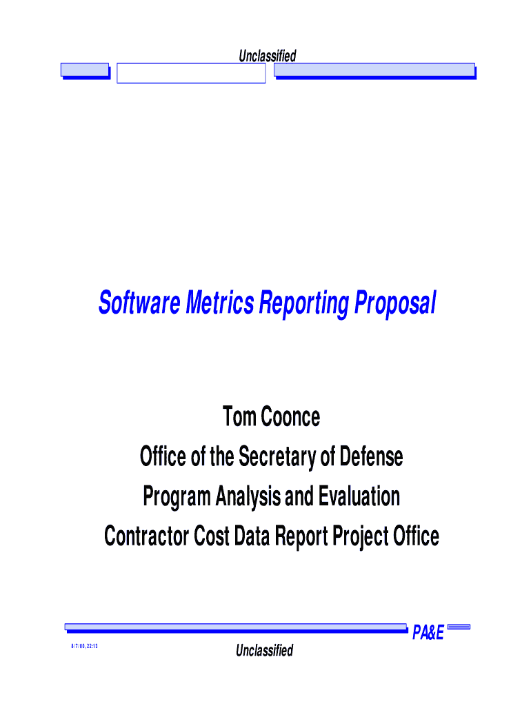 Fillable Online Software Metrics Reporting Proposal - Practical ...