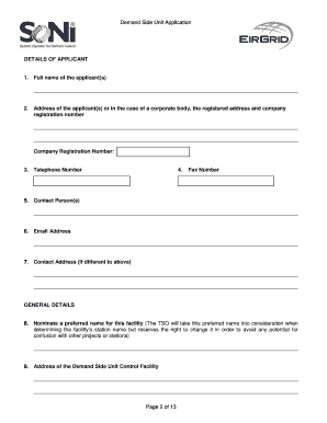 Fillable Online DSU Application Form - Eirgrid Fax Email Print - pdfFiller