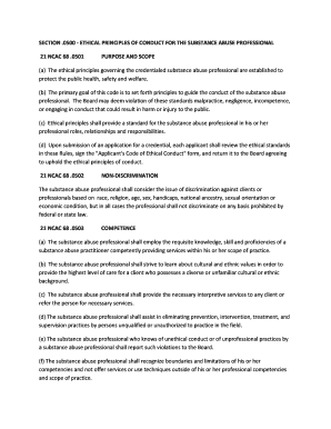 Fillable Online 0500 - ETHICAL PRINCIPLES OF CONDUCT FOR THE SUBSTANCE ABUSE PROFESSIONAL Fax ...