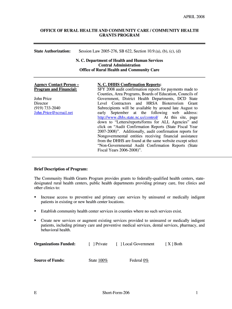 Fillable Online Community Health Grants Program Overview Fax Email Print - pdfFiller