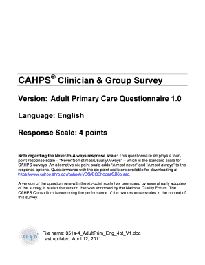 Fillable Online CAHPS Clinician & Group Survey Fax Email Print - pdfFiller