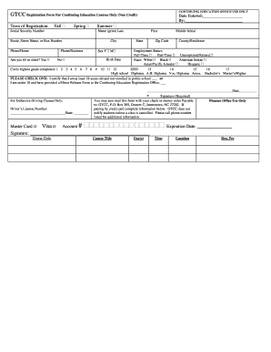 Fillable Online cphs GTCC Registration Form For Continuing Education ...