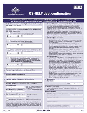 Fillable Online swinburne edu OS-HELP debt Confirmation form (1291 ...