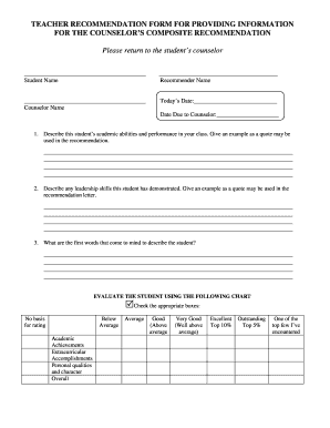 Fillable Online capital osd wednet Teacher Recommendation form for ...