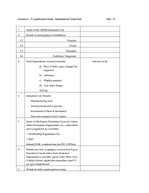 Fillable Online Annexure 3: Application Form: International Trade Fair ...
