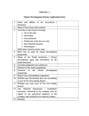 Fillable Online Annexure - 1 Cluster Development Scheme Application ...