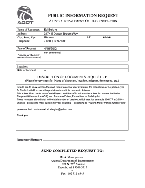 Fillable Online azbikelaw PUBLIC INFORMATION REQUEST - azbikelaw Fax ...