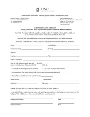 Fillable Online med unc Fall 2010 Accent Modification Registration Form ...