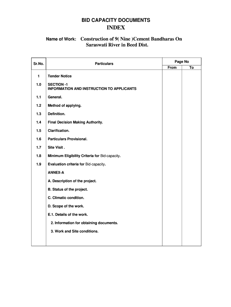 Fillable Online BID CAPACITY DOCUMENTS Fax Email Print - pdfFiller
