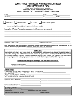 Fillable Online ken-carylranch Sunset ridge townhouse architectural ...