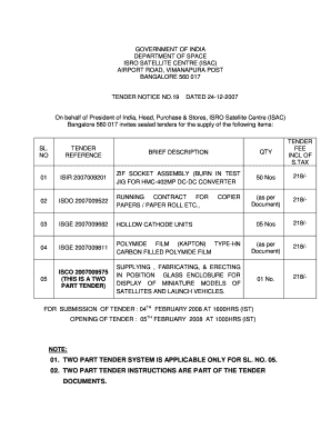 Fillable Online isro isro isac tender form Fax Email Print - pdfFiller
