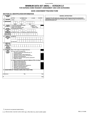 Fillable Online MINIMUM DATA SET (MDS) VERSION 2.0 - HCPro Fax Email ...