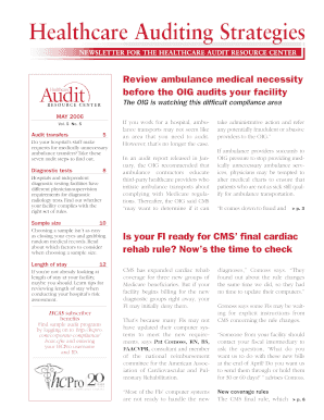 Fillable Online Healthcare Auditing Strategies NEWSLETTER FOR THE ...