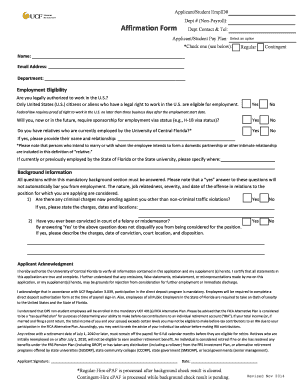 Fillable Online hr ucf Affirmation Form - University of Central Florida ...