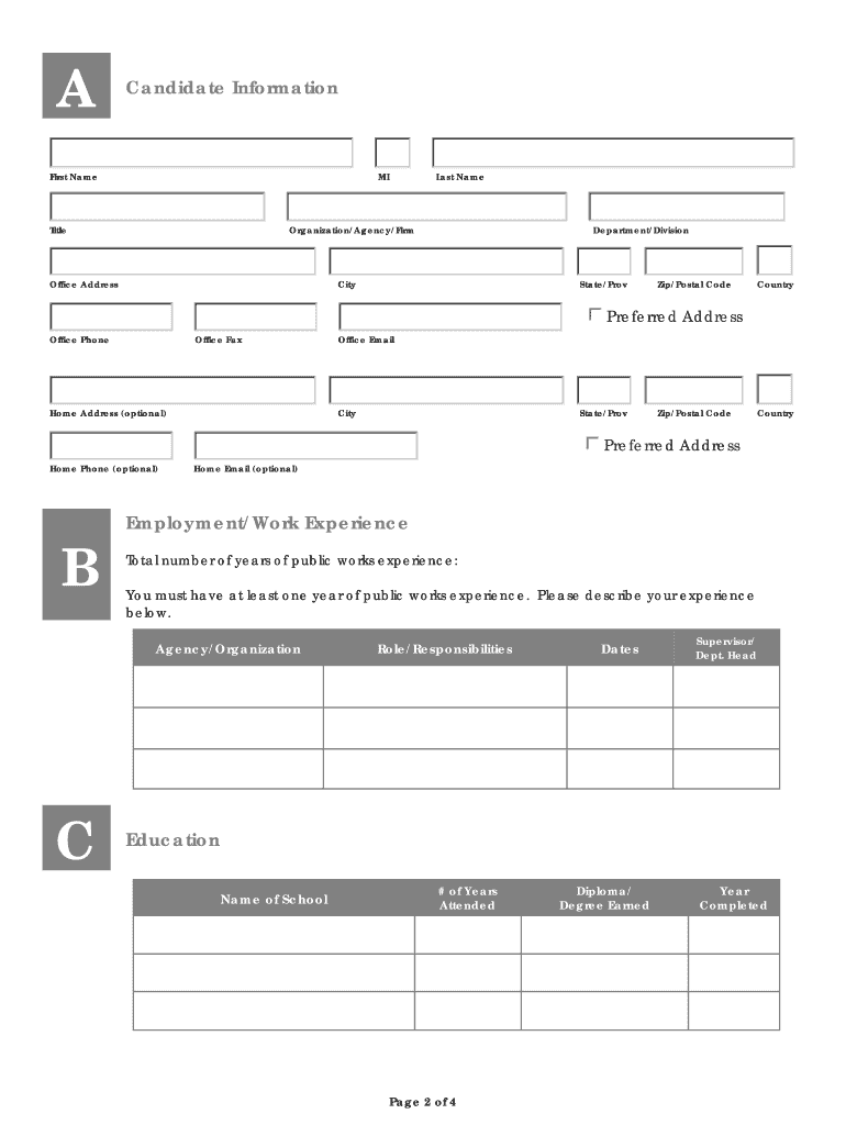 Fillable Online Level 1 Public Works Supervisor Program Application Fax ...