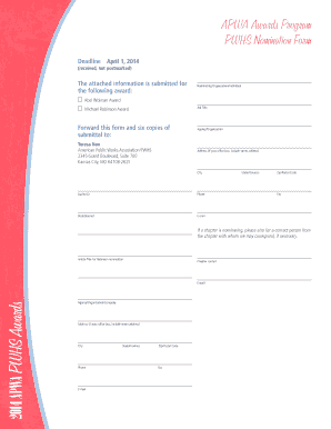 Fillable Online apwa PW HS Awards - American Public Works Association ...