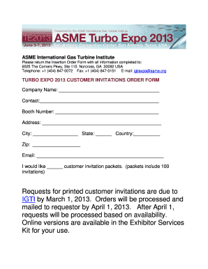 Fillable Online asmeconferences Customer Invitation Passes - asmeconferences Fax Email Print ...