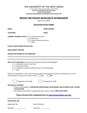 Fillable Online sta uwi This registration form - UWI St. Augustine - University of the West ...