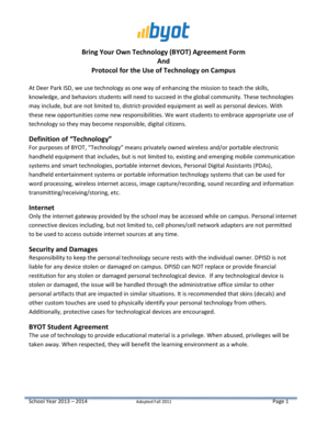 Fillable Online dpisd Bring Your Own Technology (BYOT) Agreement Form ...
