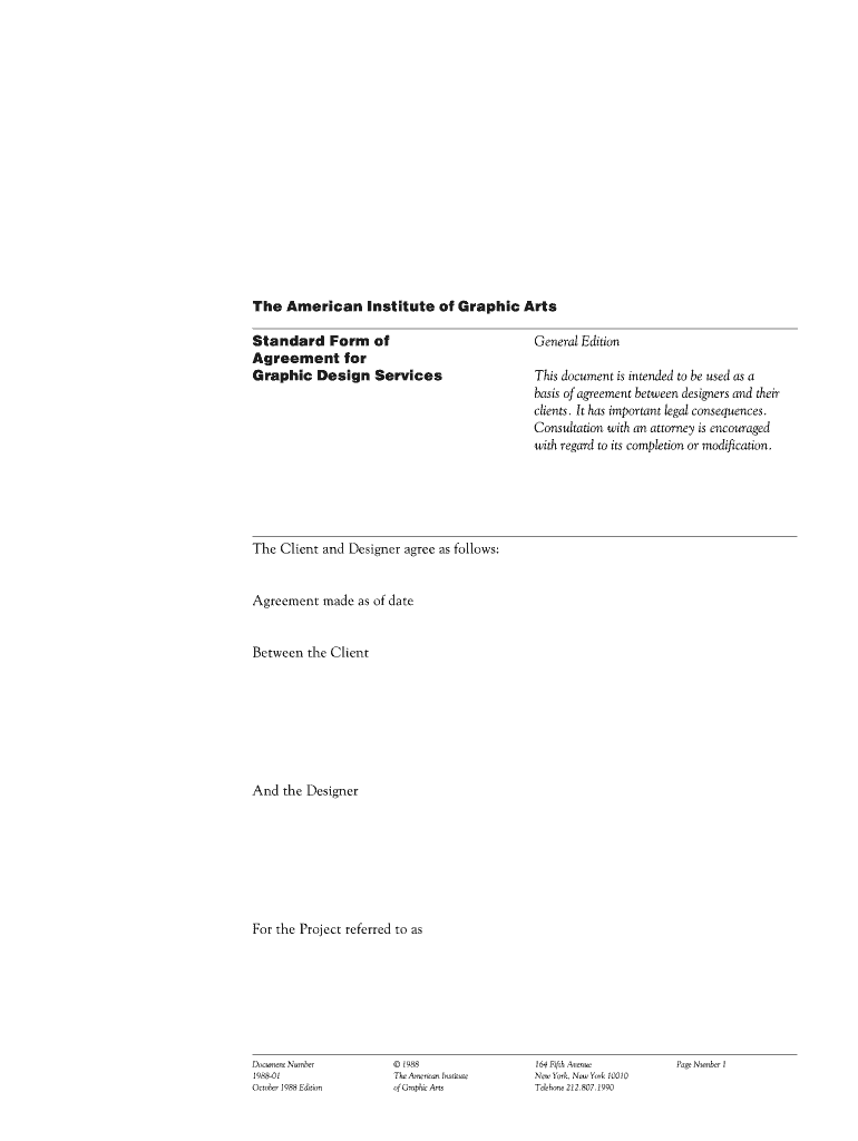 Fillable Online Standard Form of Agreement for Graphic Design Services Fax Email Print - pdfFiller