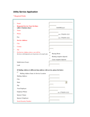 Fillable Online Utility Service Application - City of Buford Fax Email Print - pdfFiller