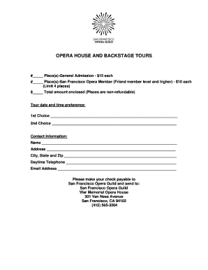Fillable Online Backstage tour form.doc Fax Email Print - pdfFiller