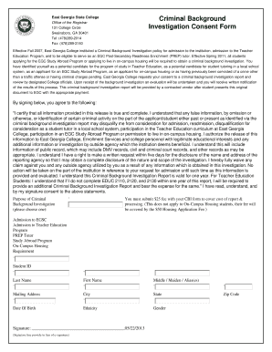 Fillable Online ega Criminal Background Investigation Consent Form ...