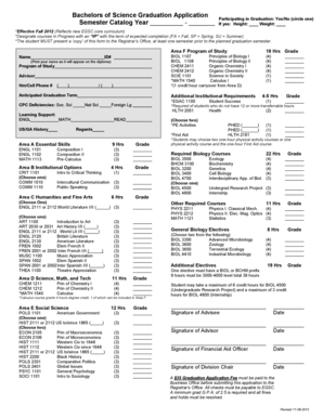 Fillable Online ega Bachelors of Science Graduation bApplicationb ...