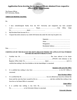 No Dues Application - Fill Online, Printable, Fillable, Blank | pdfFiller
