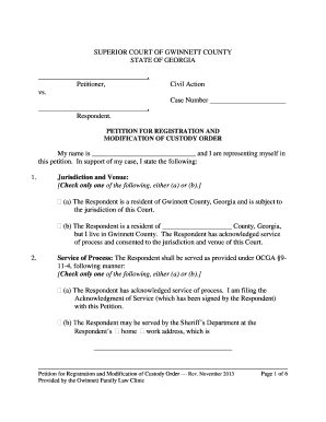 Fillable Online Registration and Modification of Custody Order Fax ...