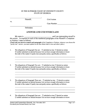Fillable Online Answer and Counterclaim general1 Fax Email Print ...