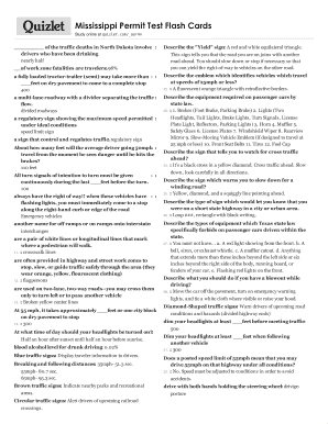 Fillable Online Mississippi Permit Test Flash Cards Fax Email Print ...