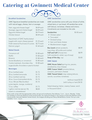 Fillable Online Download a PDF of our catering menu and order form ...