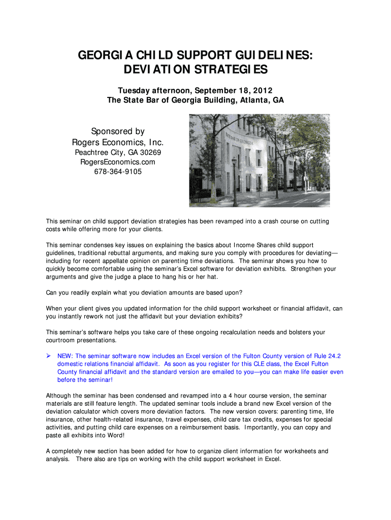 Fillable Online Georgia Child Support Guidelines: Deviation Strategies ...