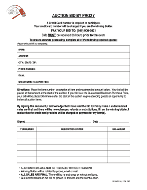 Fillable Online k b5z Auction bid by proxy Fax Email Print - pdfFiller