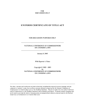 Fillable Online uniformlaws UNIFORM bCERTIFICATEb OF TITLE ACT ...