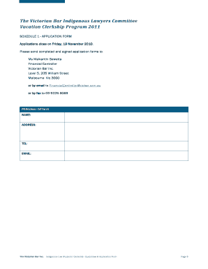 Fillable Online Victorian Bar39s Indigenous clerkship bprogramb Fax Email Print - pdfFiller