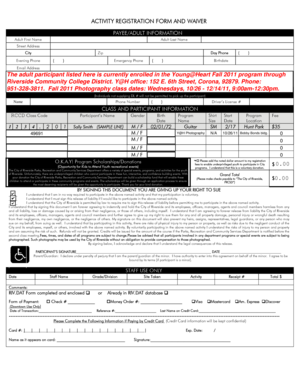 Fillable Online rccd ACTIVITY REGISTRATION FORM AND WAIVER The adult ...
