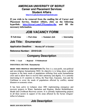 Fillable Online aub edu Job Title Enumerator Fax Email Print - pdfFiller