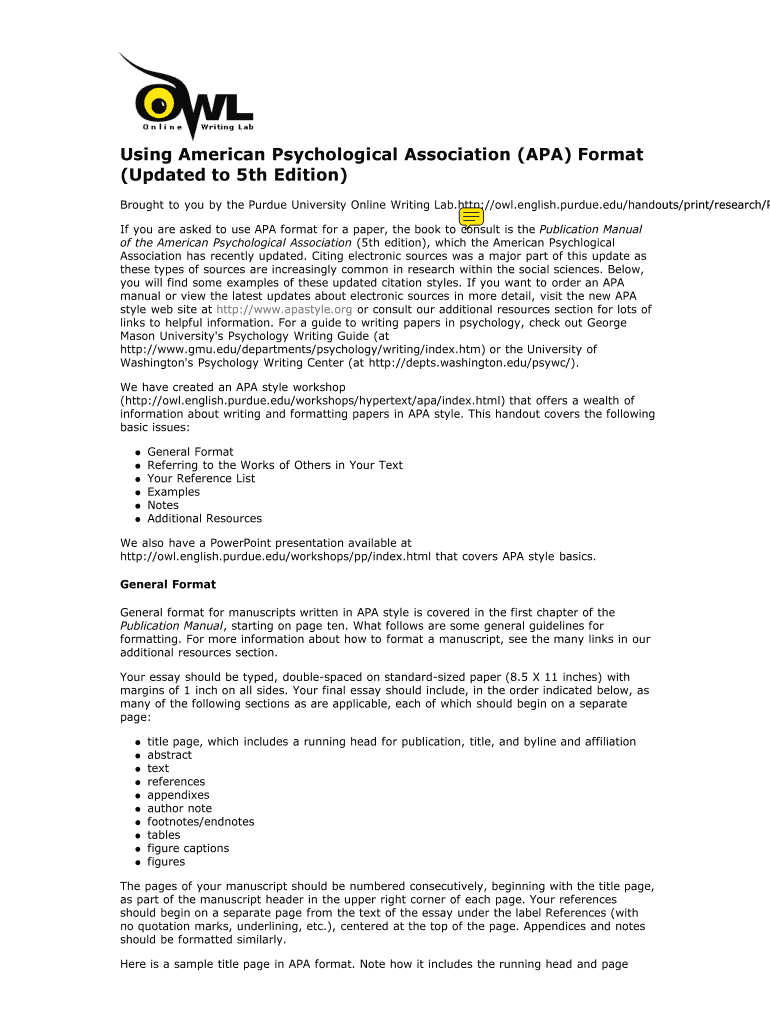 Fillable Online Using American Psychological Association (APA) Format Fax Email Print - pdfFiller