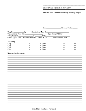 Fillable Online vet osu Critical Care Ventilation Flowsheet - vet osu ...