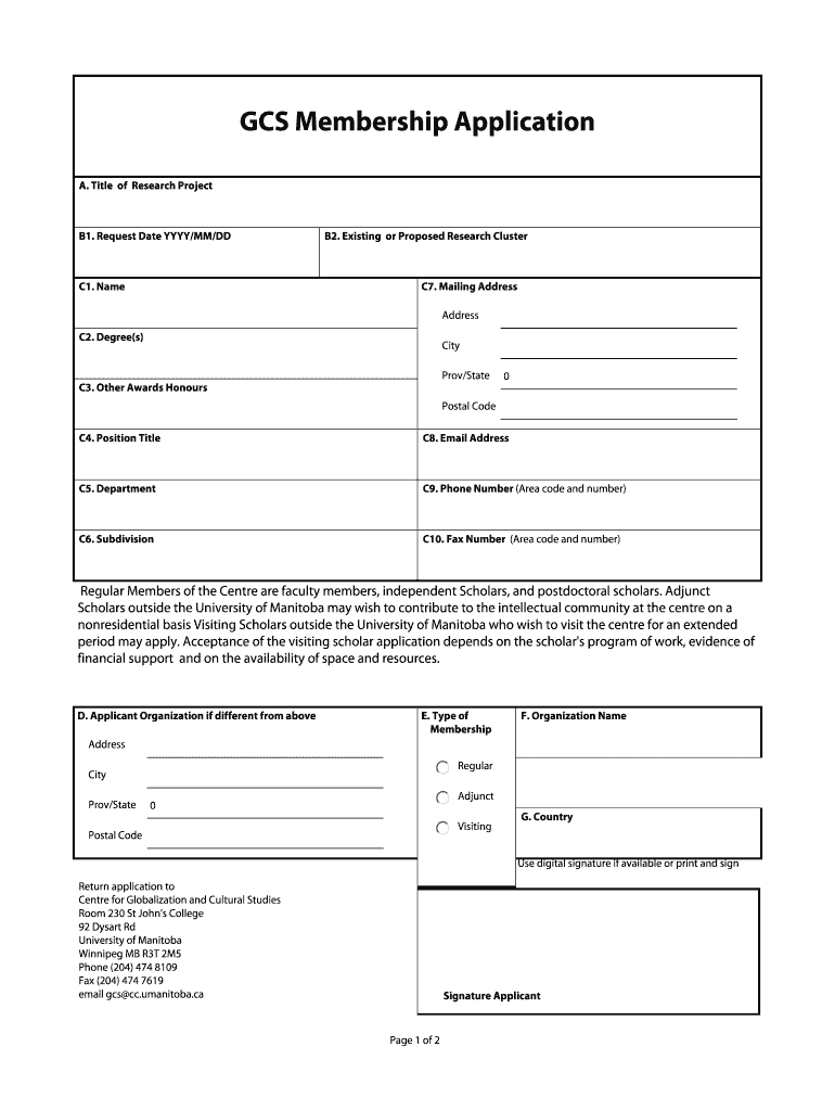 Fillable Online GCS Membership Application Fax Email Print - pdfFiller