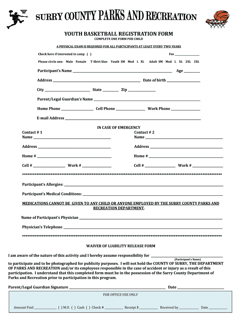 Printable Basketball Registration Form Fill Out Sign Online DocHub