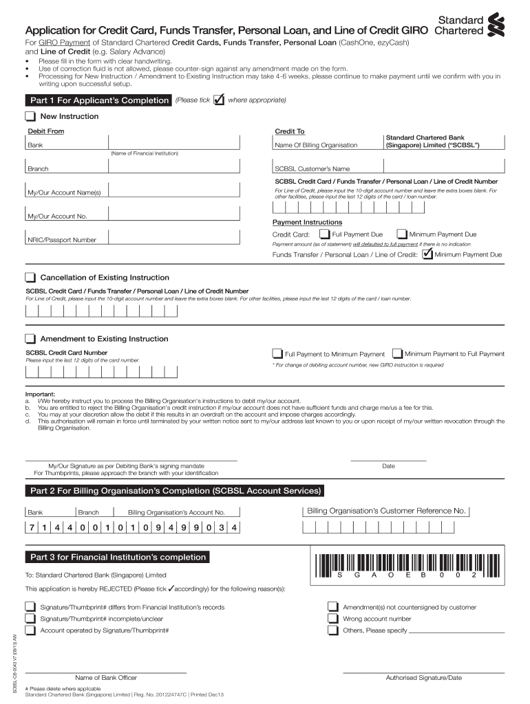 Fillable Online 1304-CB0043_Application Form for Card Giro-5 - Standard ...