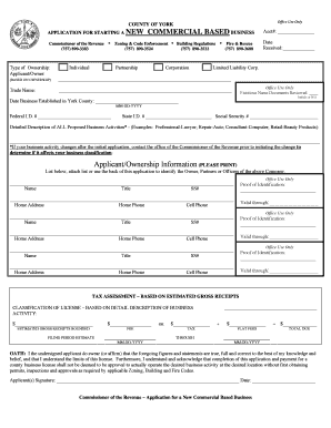 Fillable Online Applications for Commercial-Based Business ... - York ...