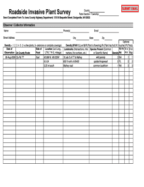 Fillable Online iowacounty Iowa County Road Invasives Tracking Form (3 ...