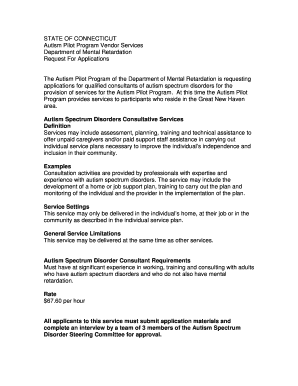 Fillable Online das state ct STATE OF CONNECTICUT Autism Pilot Program ...